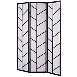 Roundhill Furniture 3-Panel Climbing Screen Room Divider, Black