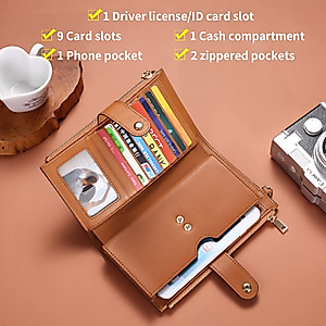 FALAN MULE Women's Leather Double Zip Around Wristlet Wallet Ladies Clutch handbag