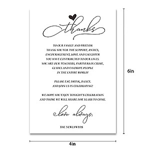 DORIS HOME Wedding Thank You Place Setting Cards, 4x6 Print to add to Your Table Centerpieces and Wedding Decorations — Pack of 50 (Burgundy Ribbon with Black Printing)