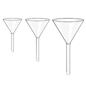 ULAB Scientific Glass Funnel Set, 1 of Each Size 50mm 75mm 100mm with Approx. 60° Angle, Short stem, UGF1009