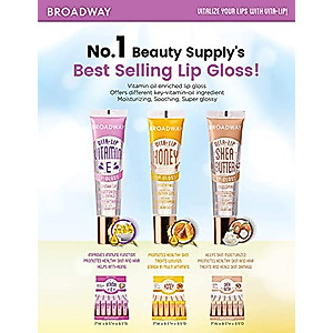 6 PACK Broadway Vita-Lip Gloss 2 Honey + 2 SHEA BUTTER + 2 Vitamin E Oil by Kiss Cosmetics