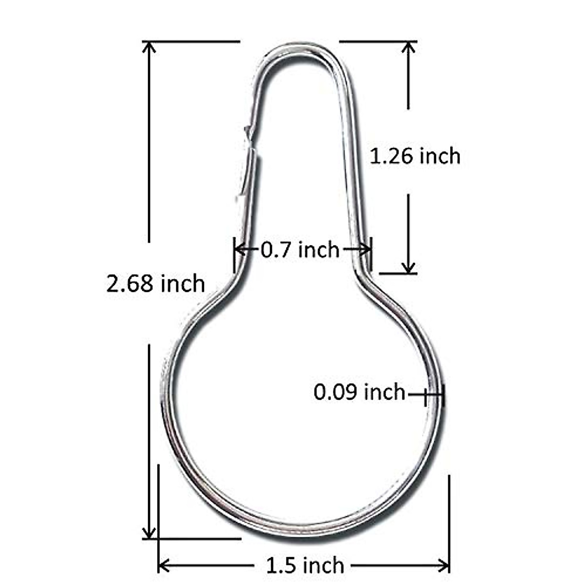 Wandeful Silver Metal Shower Curtain Style Hanging Clip Chain Hooks for Sorting & Organizing, Window Arts & Crafts Display, DIY Key Hangers (60 Pieces)