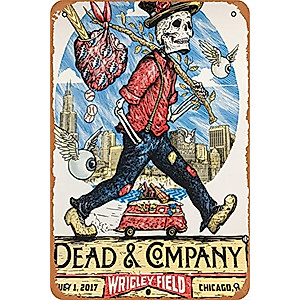 Dead and Co., Dead & Company - 2017 poster Wrigley Field, Chicago, IL S/N/AP Retro Metal Tin Vintage Sign 12 X 8 Inch Wall Decor