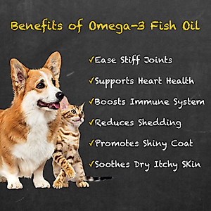 Deluxe Naturals Rich Omega-3 Fish Oil for Dogs & Cats | Natural EPA + DHA Fatty Acids for Shiny Coat, Reduce Itchy Skin, Support Joint Function, Immune & Heart Health, 32 FL OZ