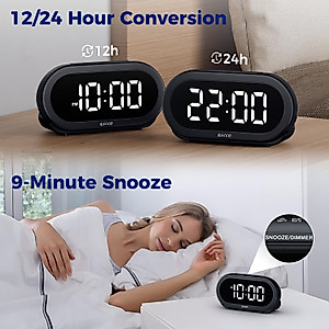 USCCE Small LED Digital Alarm Clock with Snooze, Easy to Set, Full Range Brightness Dimmer, Adjustable Alarm Volume with 5 Alarm Sounds, USB Charger, 12/24Hr, Compact Clock for Bedrooms, Bedside, Desk