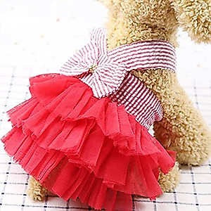HonpraD Female Clothes Dog Cat Pet Supplies Striped Suspender Mesh Skirt Dress for Dogs Girls Medium Basic Hoodie Soft Sweaters Winter Coat