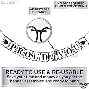 We Are So Proud Of You Banner - No DIY, Black and White Graduation Decorations 2023 | Graduation Banner for Class of 2023 Decorations | Congratulations Decorations | Graduation Party Decorations 2023