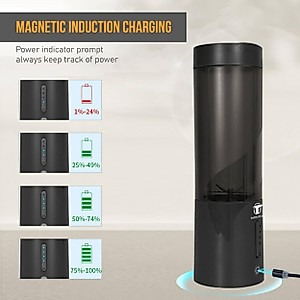 THERAFLY Portable Blender, Personal Travel Sized 16oz for Fruit Smoothies, 6 Sharp Blades, Mini USB Rechargeable, Waterproof, Powerful Electric Juicer with Carrying Handle for Traveling & Gym (Black)