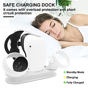 VR Charging Dock for Oculus Quest 2/Meta Quest 2, VR Headset Charging Stand for Quest 2,Charging Station with LED Light,2 Rechargeable Batteries, and USB-C Charger Cable
