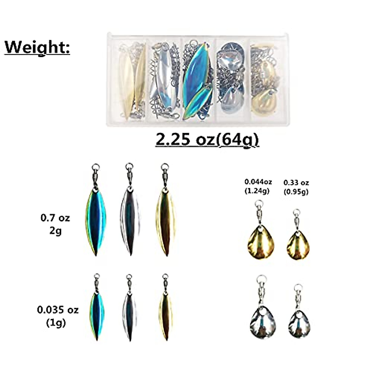 30pcs Tail Spinners Willow Colorado Blade Spin Lure Making for Senko Lures Worms Bass Fishing Soft Plastic Lures