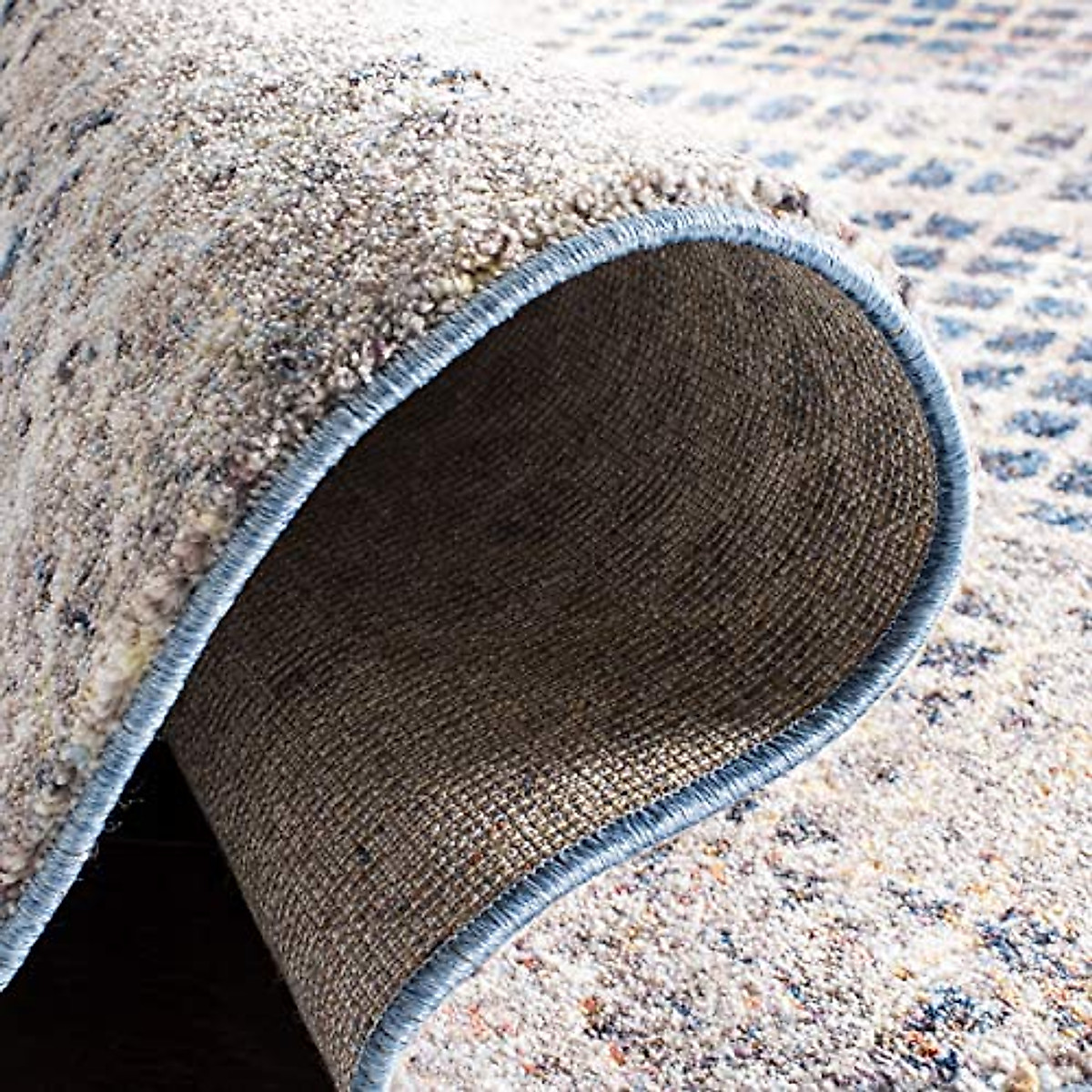 SAFAVIEH Monray Collection Area Rug - 8' x 10', Blue & Multi, Modern Abstract Distressed Design, Non-Shedding & Easy Care, Ideal for High Traffic Areas in Living Room, Bedroom (MNY656E)