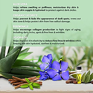 Eye Gel Anti-Aging Cream - Treatment for Dark Circles, Puffiness, Wrinkles and Fine Lines - Hyaluronic Acid Formula Infused Serum with Aloe Vera & Jojoba for Ageless Smooth Skin 5 oz