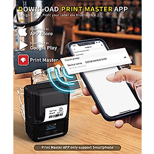 Petural M120 Label Maker-Barcode Label Printer, 3 Rolls Labels Set Bluetooth Label Maker, Thermal Portable Mini Label Maker Machine for Barcode,Qr Code,Small Business,Home Labeling,Address etc,Black