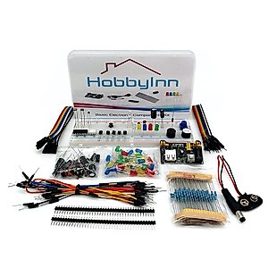 Basic Electronic Starter Kit for Arduino Breadboard Power Jumper Wires Resistors LED Power Supply Electronic Fun Kit Compatible with Arduino IDE UNO R3 Mega2560 Raspberry Pi