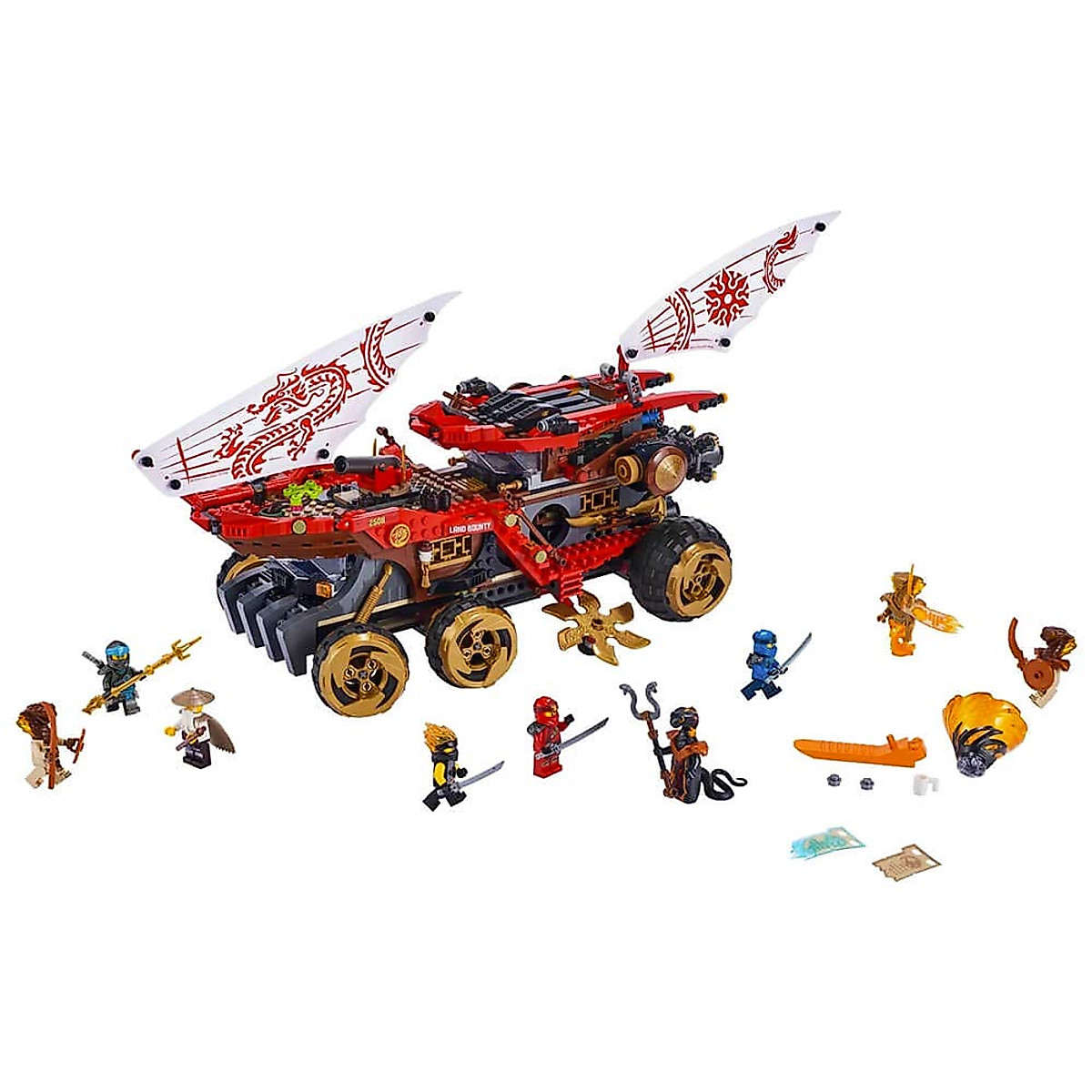 LEGO NINJAGO Land Bounty 70677 Toy Truck Building Set with Ninja Minifigures, Popular Action Toy with Two Toy Vehicles and Toy Ninja Weapons for Creative Play (1,178 Pieces)