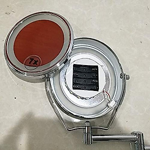 KXA Bathroom Vanity Mirrors Illuminated Makeup Mirror Wall Mounted Makeup Mirror 7X Magnification 8'' Two-Sided Swivel Extendable Bathroom Mirror Shaving Mirrors Nickel Finish Makeup Mirror