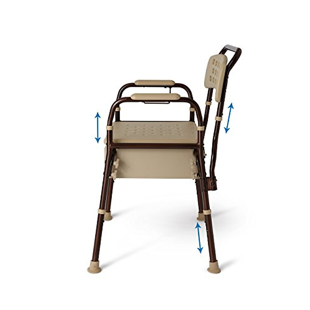 Medline Elements Bedside Commode, Infused with Microban Protection, Height Adjustable Seat and Arm Rests, Flat Lid Cover for Discreet Storage, 400 lbs Weight Capacity, Microban, 1 Count