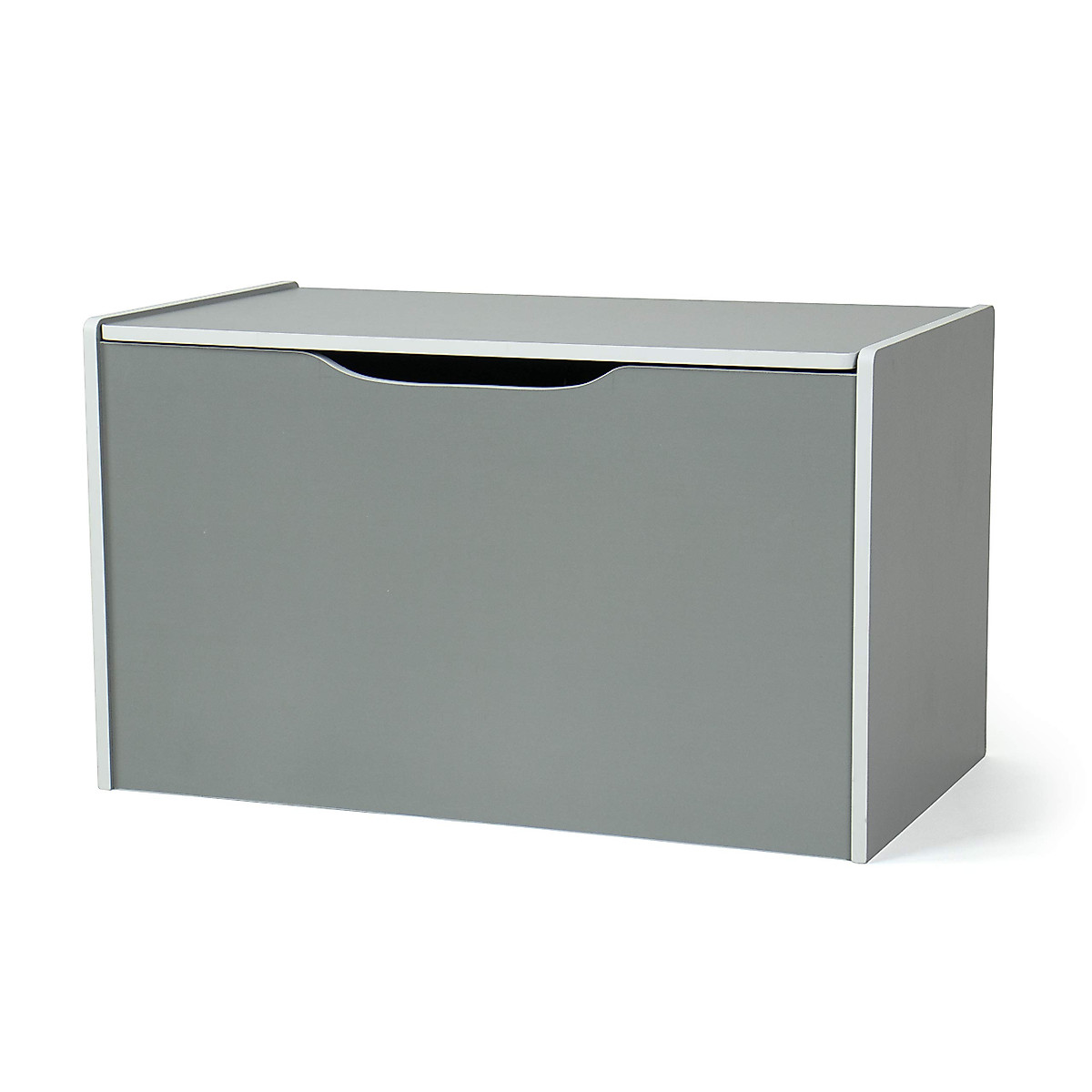 Humble Crew Storage Toy Box with Hinged Lid, Grey/White