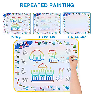 40 X 32 in Water Doodle Mat Water Graffiti Pad Creative Watercolor Pad Kids Toy Boys Girls Drawing and Writing Drawing Pad (Large)