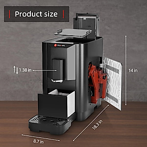 Milpoog ES320 Fully Automatic Espresso Machine,Compact Automatic Espresso Machine with Grinder, Touch Screen, 4 Coffee Varieties for Home and Office,Black