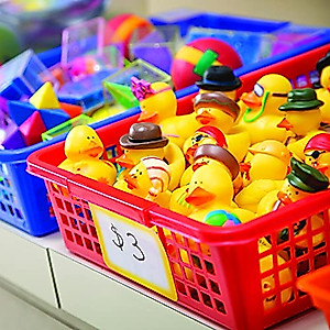 Plastic Organization Storage Baskets for Kids - Set of 6 Bins with Handles - Classroom Teacher and Supplies - Basket Size - 13" x 9 3/4" x 3"