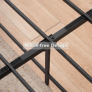 IDEALHOUSE Full Size Bed Frame, 14 inch Metal Full Bed Platform Frame with 3 in 1 Steel Support, No Box Spring Needed Easy Assembly Black Sturdy Bedframe - Full