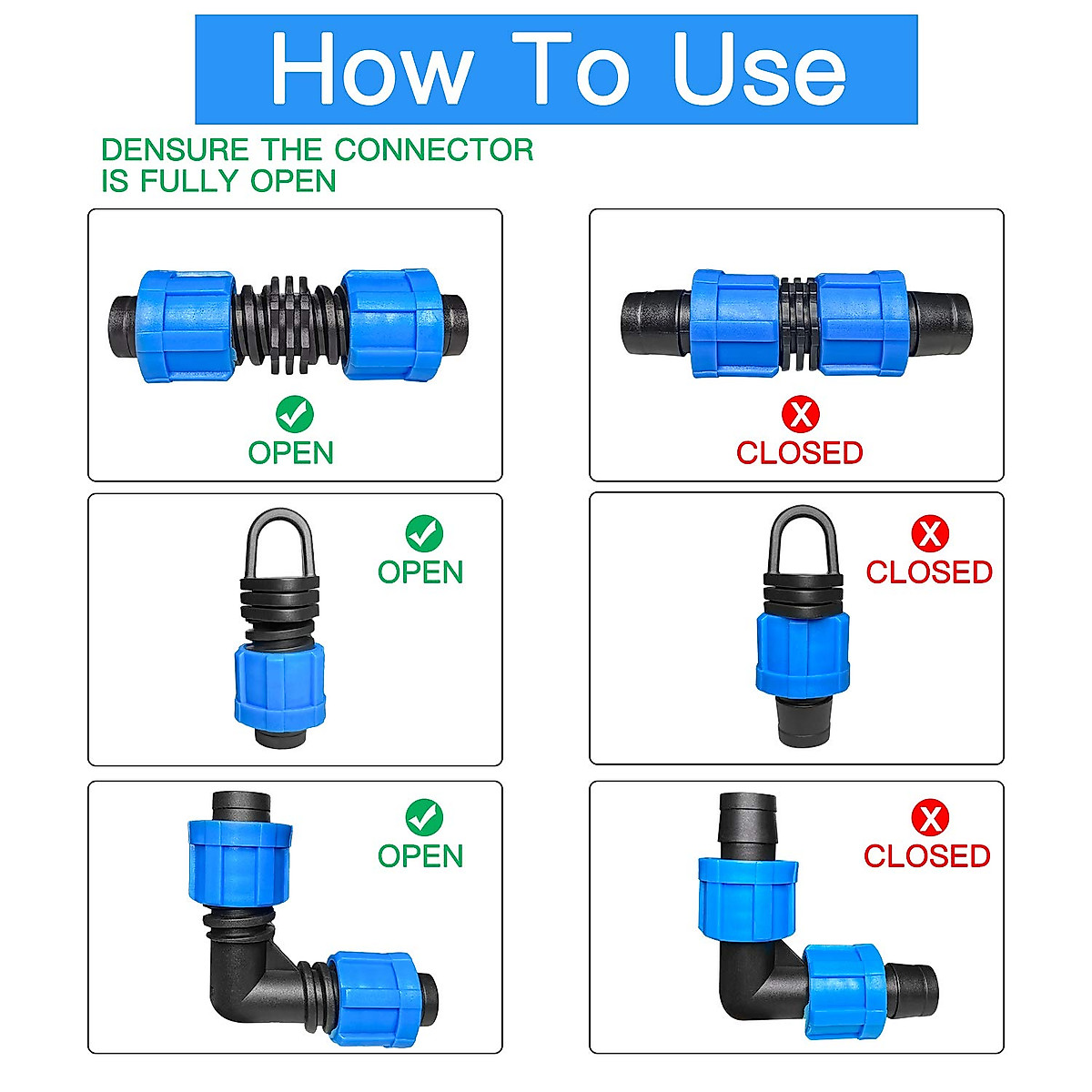 JTooloife 12 Pieces Drip Irrigation Elbow 1/2 Inch Universal Adapter Drip Tubing Fittings Connector Barbed Locking Fitting Fits Most 16-17mm Drip Tape and Tubing (12, Elbow)