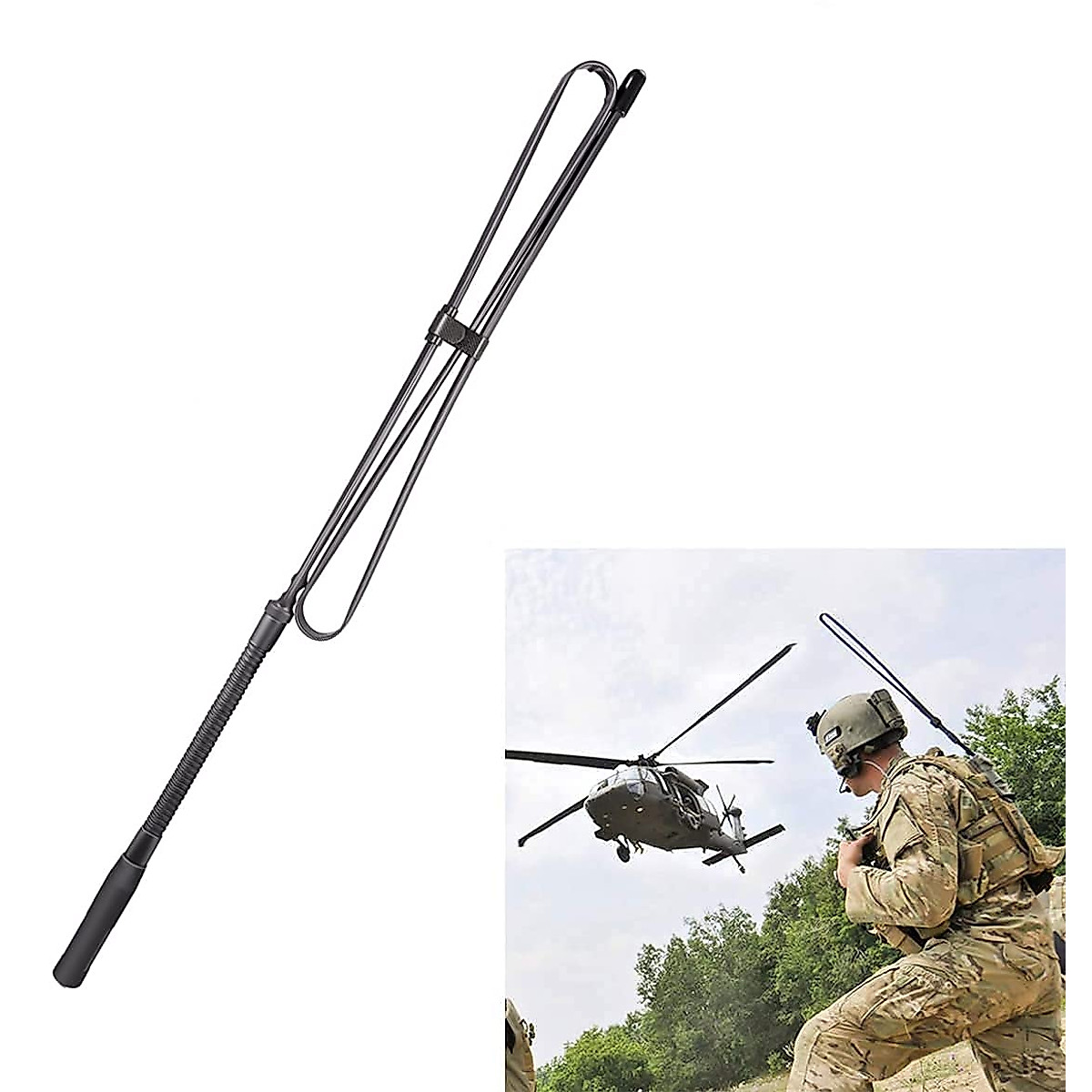 Bingfu CS Tactical VHF UHF SMA-Female Antenna 49 inch Dual Band 136-520MHz Gooseneck Ham Radio Antenna Compatible with Kenwood Baofeng UV-5R BF-F8HP UV-82 BF-888S UV-5X3 UV-9R Handheld Two Way Radio