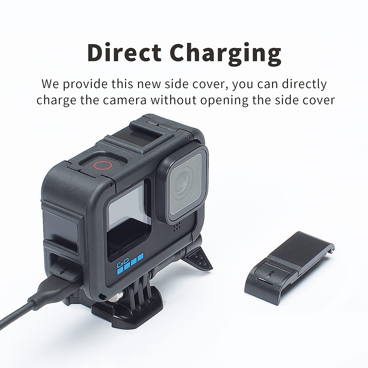 SEASKY 4 in 1 Accessories Kit for Gopro Hero 13/12/11/10/9 Black Extended Protective Case Cage Shell Housing+3Pcs Tempered Glass Screen Protector+Directly Chargeable Side Cover+Lens Cover Cap