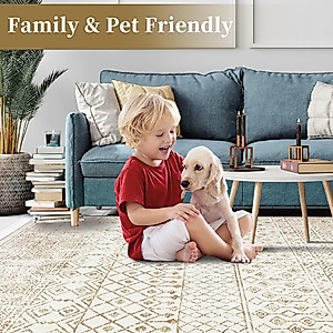 GarveeHome Runner Area Rug Boho Stain Resistant Rug 2x6 Entryway Rug Indoor Door Mat Non Slip Floor Cover Kitchen Mat Throw Carpet for Bedroom Living Room Laundry, Taupe 2' x 6'