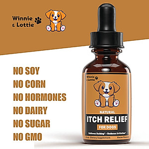 Natural Itch Relief for Dogs | Dog Itch Relief | Helps to Naturally Reduce Itching, Scratching, & More | Allergy Relief for Dogs Itching | Yeast Infection Treatment for Dogs | 1 fl oz | Bacon Flavor