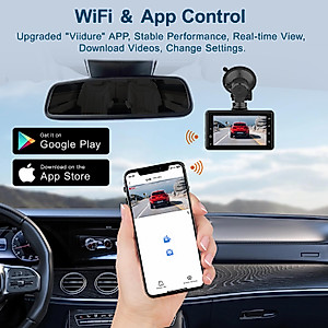 Dash Cam Front and Rear 2.5K+1080P FHD WiFi Dual Dash Camera for Cars, 170° Angle Dashboard Camera with 64G SD Card, App Control,3” IPS Screen,Night Vision,Parking Mode,G-Sensor,WDR,Loop Recording