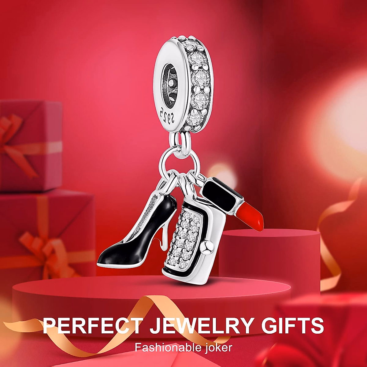 PICKBEAU Charms for Bracelets Necklace 925 Sterling Silver Handbag Crystal Shoes Cute Pet Flower Christmas Decor Dangle Pendants Love and Inspiration Friendship Beads Jewelry