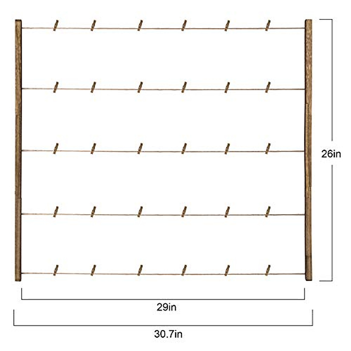 Love-KANKEI Wood Picture Photo Frame for Wall Decor 26×29 inch with 30 Clips and Adjustable Twines Collage Artworks Prints Multi Pictures Organizer and Hanging Display Frames Carbonized Black