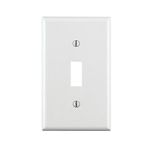 Leviton 88001 1-Gang Toggle Switch Wallplate, Standard Size, Thermoset, Device Mount, White, 1 Pack