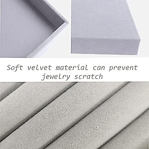 Philopack 3PCS Stackable Jewelry Organizer Trays-Drawer Storage Box Velvet Display Holder for Necklace Earring Bracelet Watch (Grey)