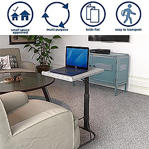 COSCO Multi-Functional Personal Activity Table, Adjustable Height, Portable Workspace, for Snacking & Homework, Compact Fold, Space Saving, Gray