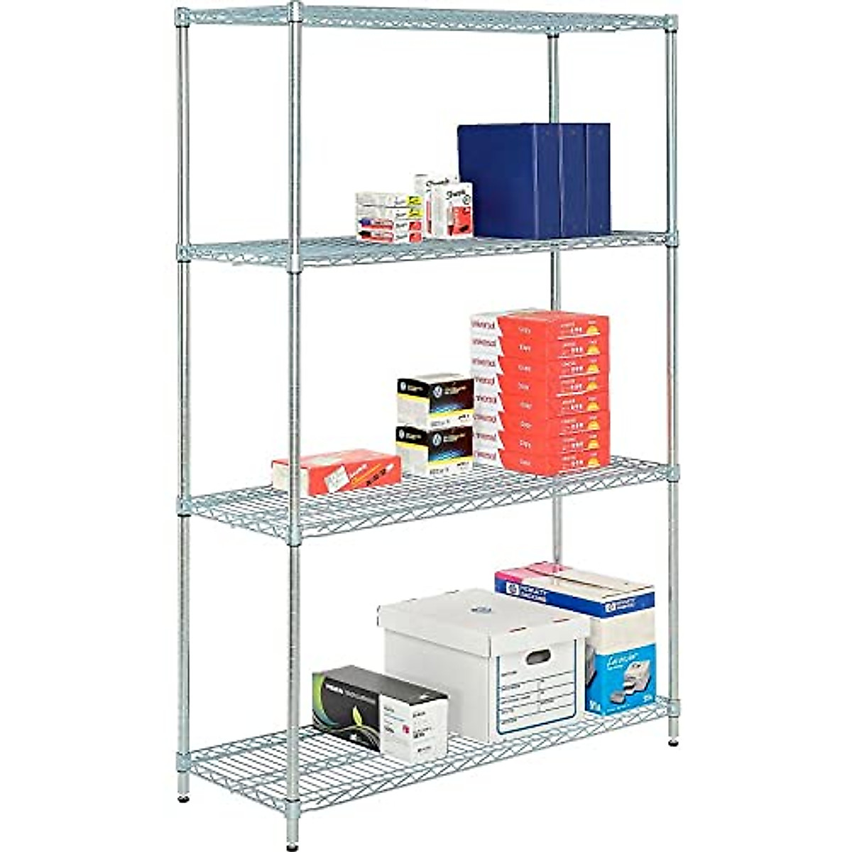 Nexel 18" x 48" x 74", 4 Tier Economy Adjustable Wire Shelving Unit, NSF Listed Commercial Storage Rack, Adjustable, Zinc Chromate