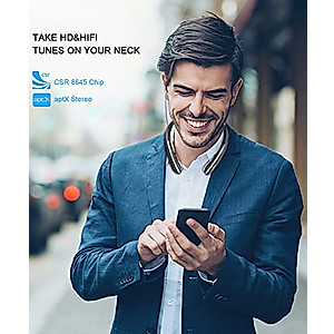 Bluetooth Headphones, Bluetooth 5.0 Wireless Neckband Headphones with Retractable Earbuds,Noise Cancelling Stereo Headphones Waterproof Sport Headset Call Vibrate Alert Earphones with Mic (Black)