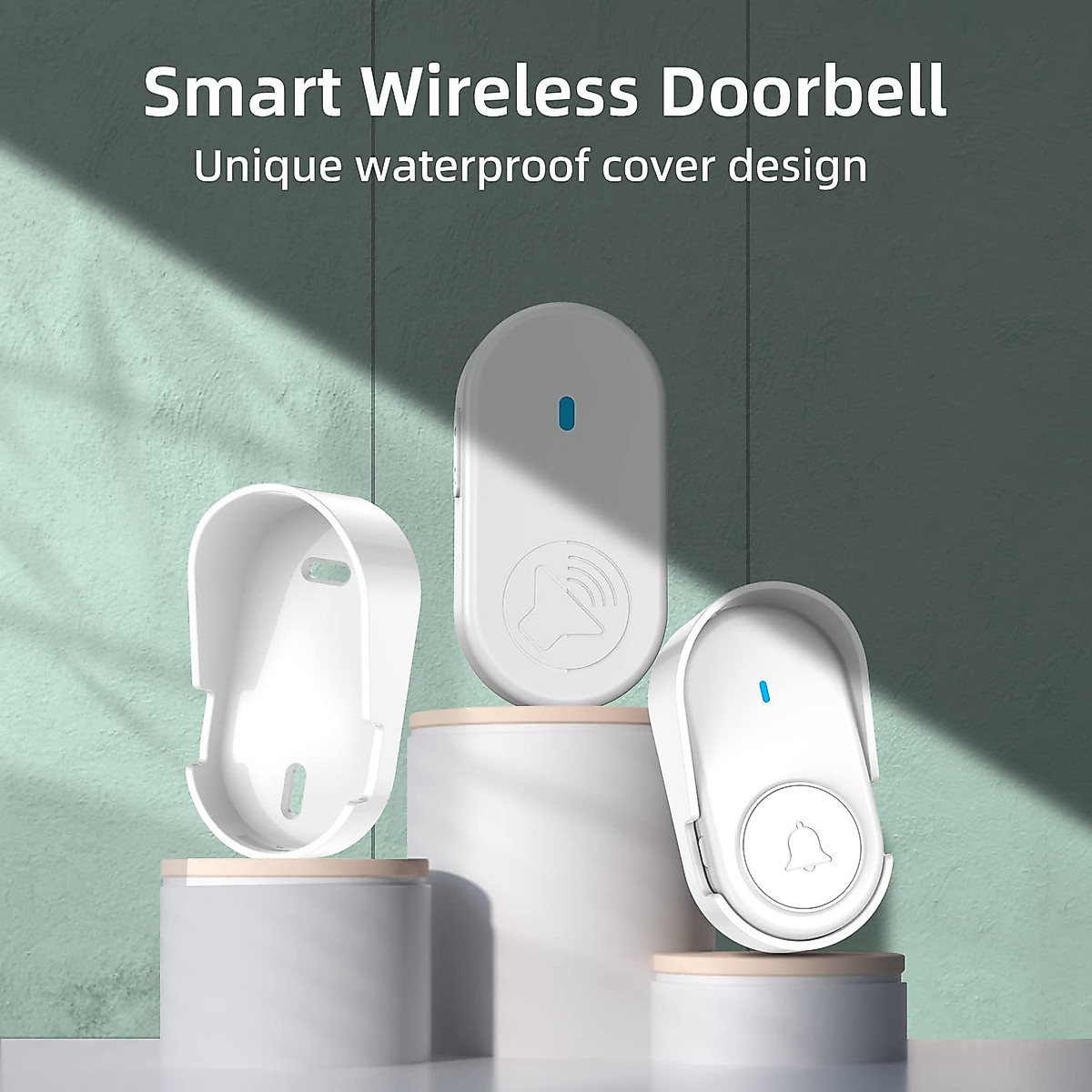 Wonderful Home Wireless Doorbell with IP65 Waterproof 1050 Feet/320M and 5 Adjustable Volume Levels 38 Melodies Doorbell Chime and LED Flashing