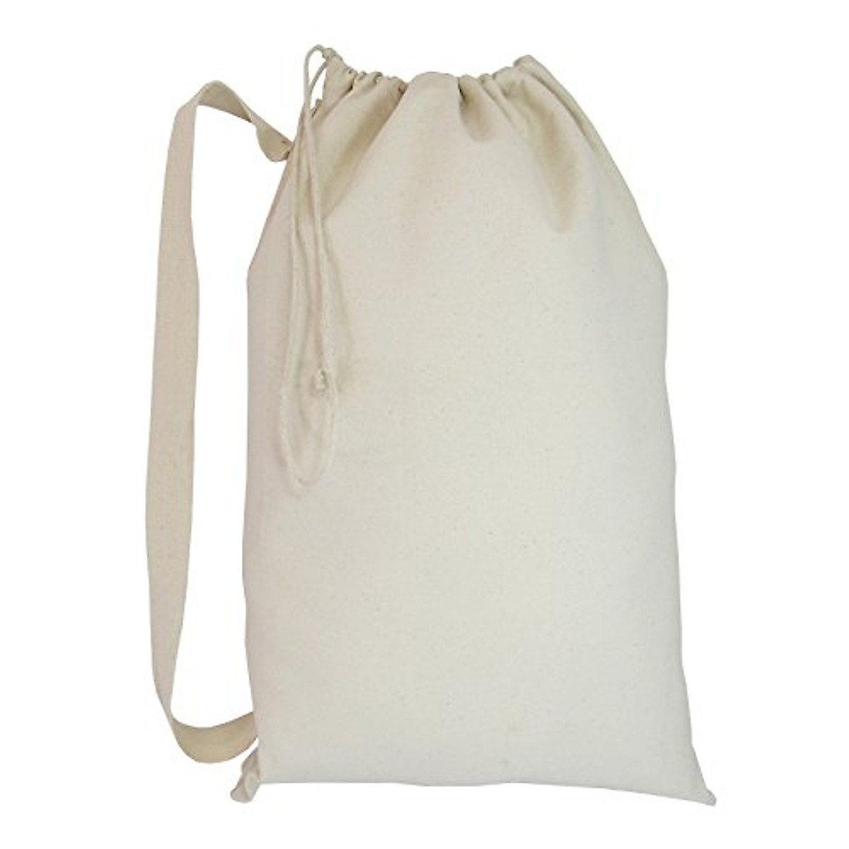 Laundry Bag with Drawstring Closure and Shoulder Straps Heavy Cotton Canvas - Large, Natural, Set of 1