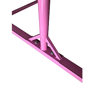 X-Factor 5 Ft Horizontal Bar Athletic Teens Adjustable Gymnastics 280 LB Capacity Children Junior Training Kip Bars Pink with 4' Ft x 8' Ft Gymnastic Mat Set