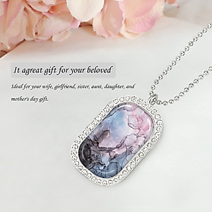Donnapink Mixing Acrylic Paints Modern Fluid Alcohol Ink Art Marble Stone Silver Keepsake Memorial Necklace for Men Women Gift, Diamond Pendant Jewelry, Alloy Dog Necklace Keychain Tag Jewelry
