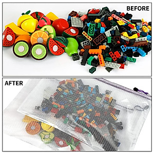 EOOUT 24pcs Mesh Zipper Pouch, Zipper Bags, Document Bag with Label Pocket, Plastic Zip File Folders, 16.9x12 in A3 Size, Puzzle Bags for Organizing, for Board Game School Office Supplies Home Storage