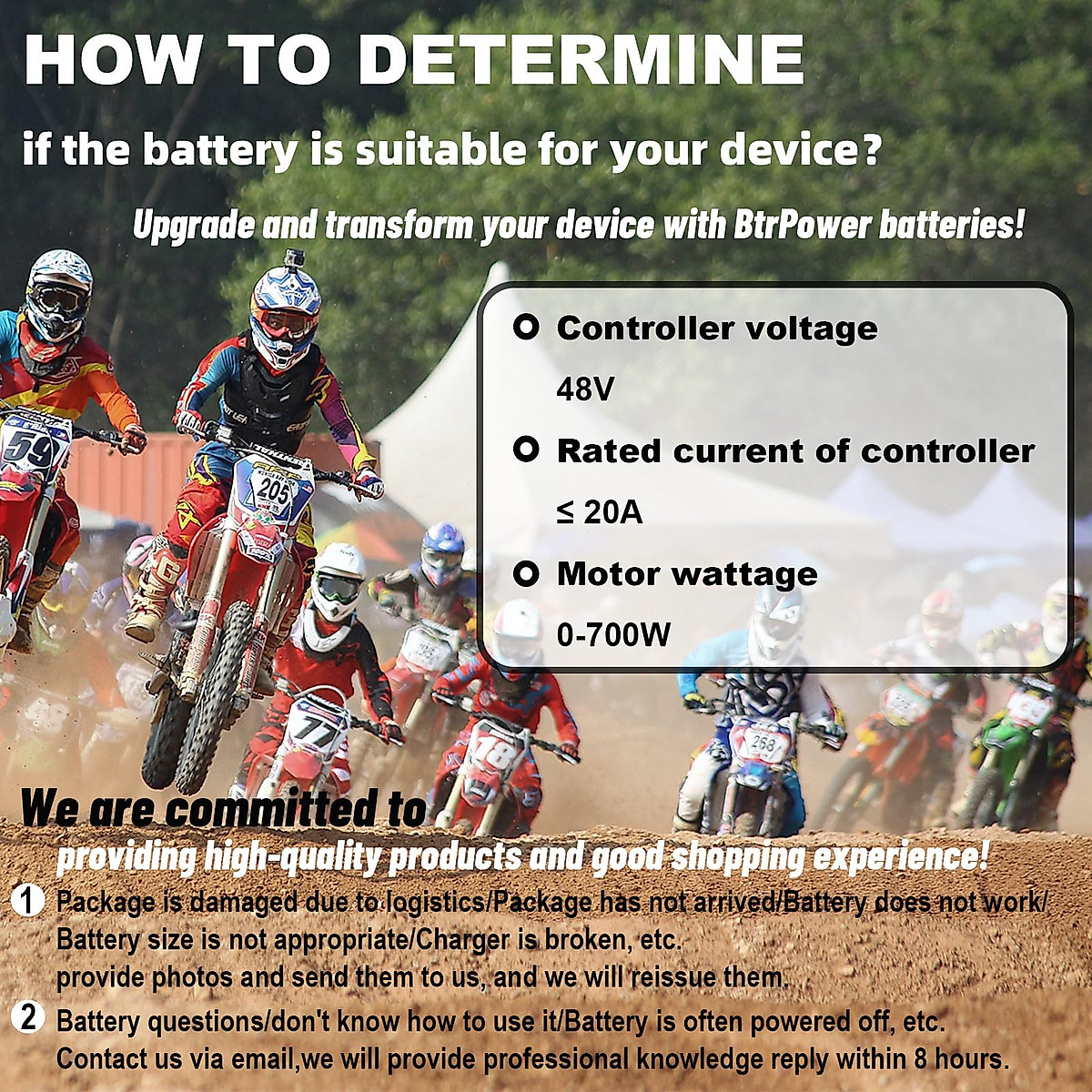 BtrPower Ebike Battery 48V 10AH Lithium Ion Battery Pack with 3A Fast Charger,20A BMS for Electric Motorcycle Scooter 250W 500W 700W Motor