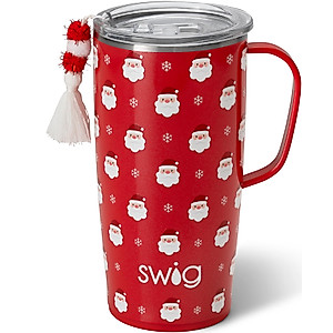 Swig Life 22oz Travel Mug | Discontinued Prints | Insulated Tumbler with Handle and Lid, Cup Holder Friendly, Dishwasher Safe, Stainless Steel, Travel Coffee Cup, Insulated Coffee Mug, Santa Baby
