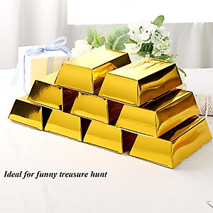 JOHOUSE 24PCS Fake Gold Bar Boxes, 5.5" x 3.2" x 1.6" Golden Brick Chocolate Box Treat Box Party Favor Box for Chocolates Coins Party Decorations Candy Treats