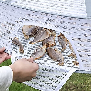 ENVEED 2pc Drying Rack 1-3 Layers Folding Fish Mesh, Non-Toxic Polyester Fiber Netting, Hanging Drying Fish Net, for Shrimp Fish Fruit Vegetables Herb, with Zipper (3 Layers 40 * 60cm)