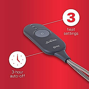 Sunbeam Heated Throw Blanket | Dual Pocket Microplush, 3 Heat Settings, Newport Blue - 31160304