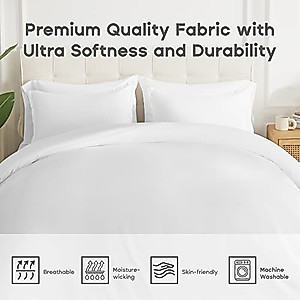 SONIVE Bedding Duvet Cover Set Super Soft and Breathable Double Brushed Microfiber 3 Pieces with Zipper Closure 8 Corner Ties (White, King)